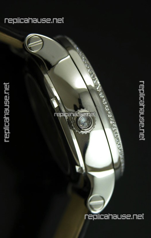 Cartier Ronde de Tourbillon Japanese Replica Diamond Watch in Black ...