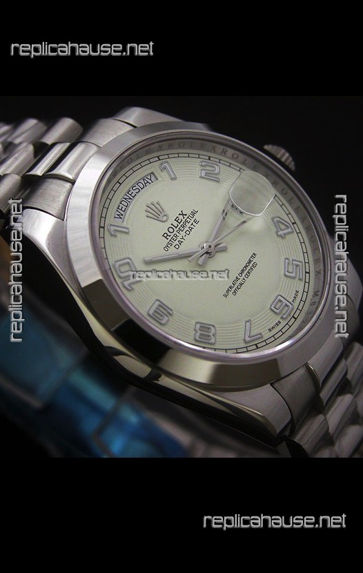 Rolex Day Date Swiss Replica Steel Watch in Arabic Markers From Rolex