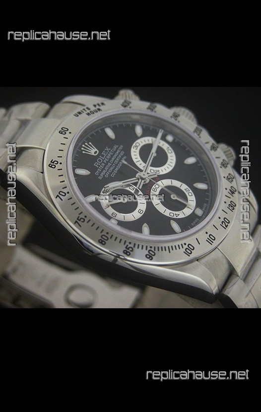 Rolex Daytona Japanese Replica Steel Watch in Black Dial From Rolex